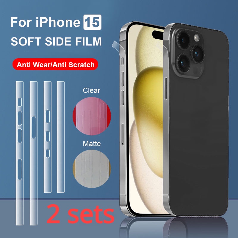 Bộ 2 Miếng Dán Viền Mặt Nhám Trong Suốt Chống Trầy Cho iPhone 15 12 13 14 mini Pro Max Plus PPF ...
