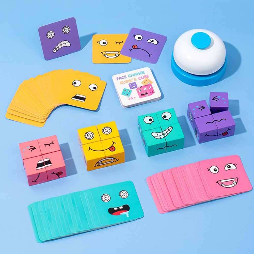 Expression Puzzle Building Cubes Wooden Face-Changing Magic Cube ...