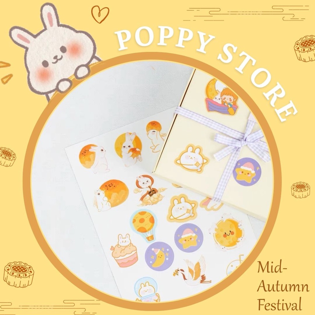 Decal trung thu, sticker trang trí mẫu trung thu dễ thương, trang trí ...