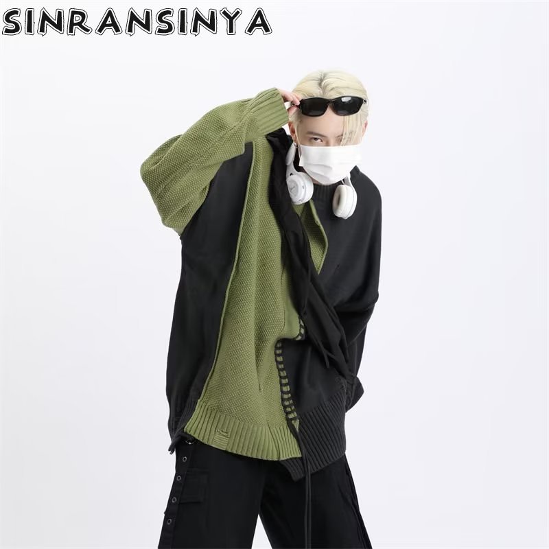 Áo sweater SINRANSINYA dệt kim thời trang đường phố cổ điển Mỹ cao cấp ...