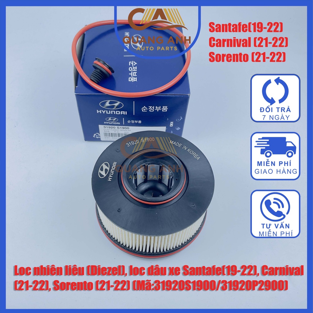 Lọc nhiên liệu (Diezel), lọc dầu xe Santafe(19-22), Carnival (21-22 ...