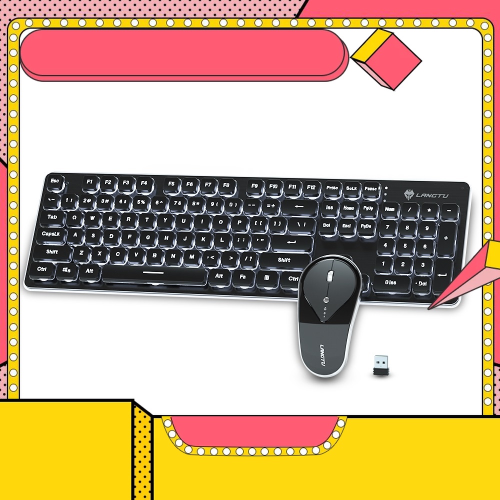 Bộ bàn phím và chuột không dây Wireless LangTu LT600 phím tròn, bấm ...