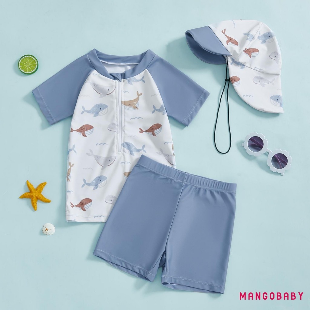 Bộ đồ bơi 2 mảnh MG-Boy Tay ngắn nửa dây kéo không đóng cọc Rash Guard ...