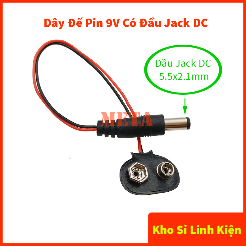 Dây Đế Pin 9V kèm đầu Jack DC 5.5x2.1mm | Shopee Việt Nam