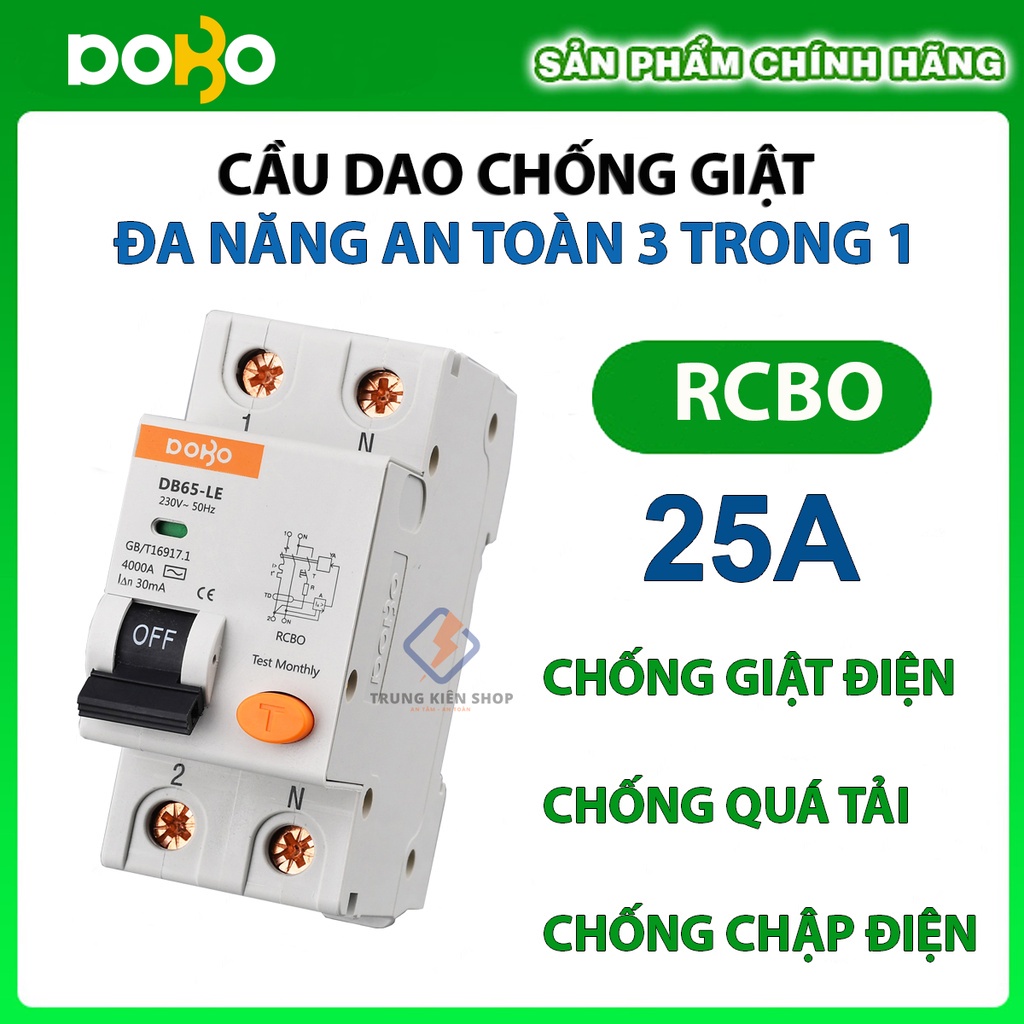 [RCBO 25A] Cầu Dao Chống Giật 25A RCBO DOBO KOREA đa năng - siêu nhạy ...
