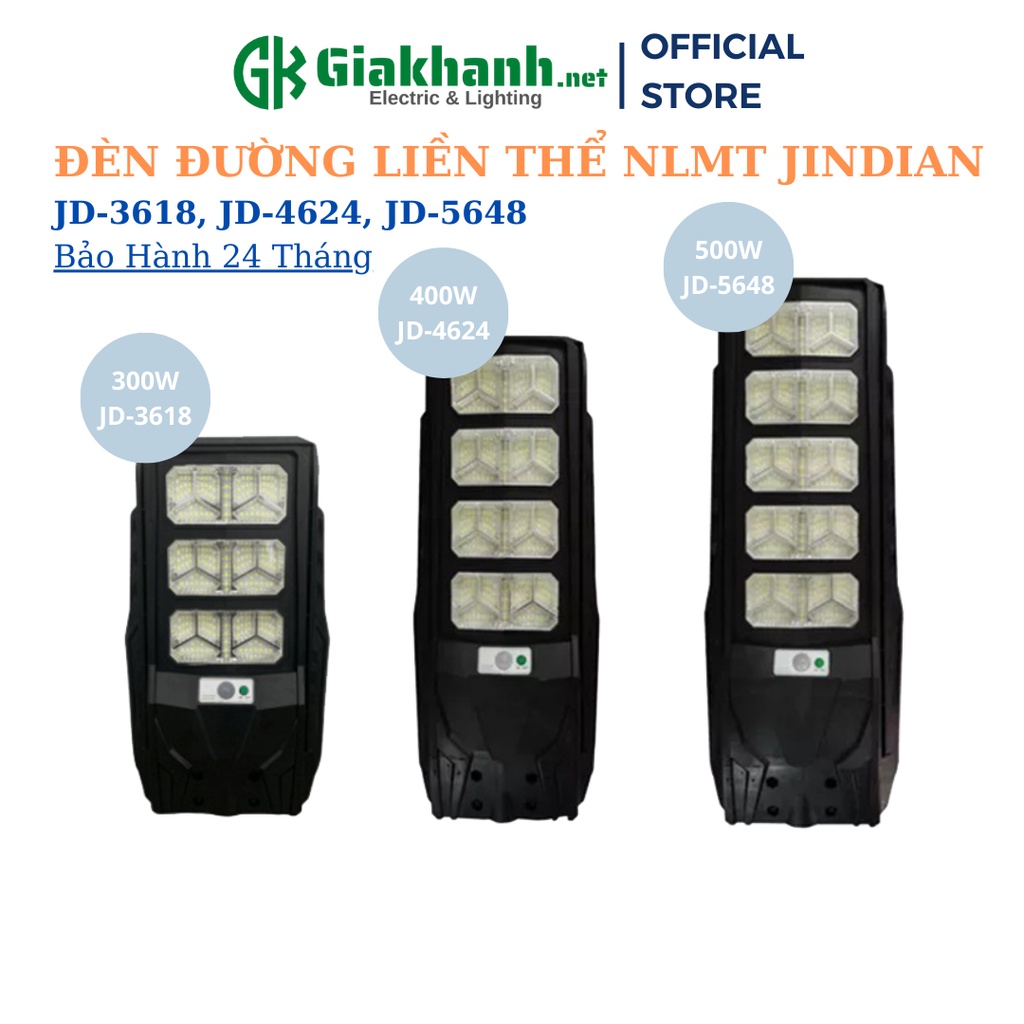 Đèn Đường Liền Thể Năng Lượng Mặt Trời Jindian 300W JD-3618, 400W JD ...