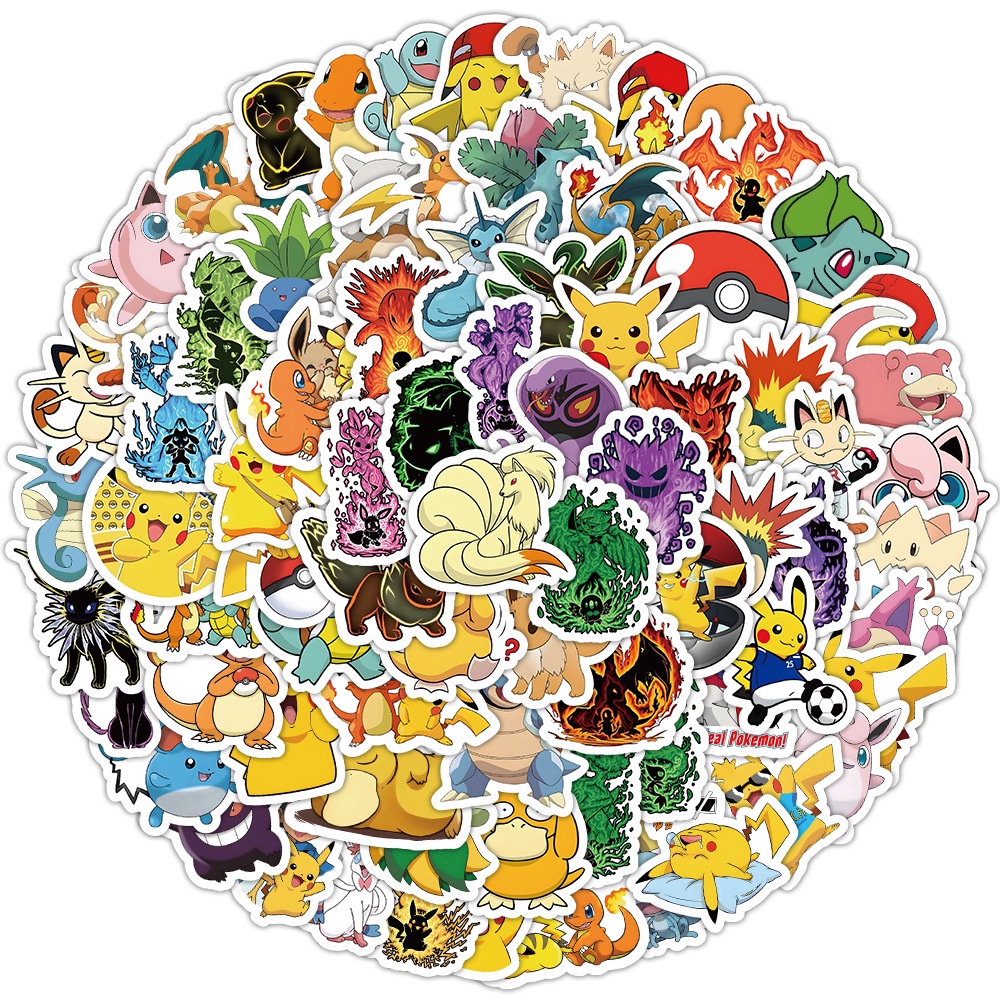 Bộ 100 Sticker Hoạt Hình Pokemon Dán Trang Trí Mũ Bảo Hiểm | Shopee ...