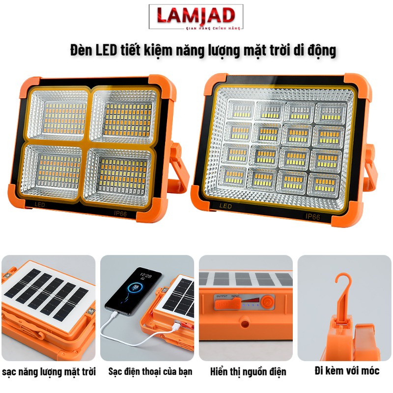 Đèn Tích Điện Năng Lượng Mặt Trời Siêu Sáng LAMJAD Pha Led Dùng Ngoài ...