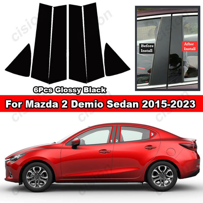 Bộ 6 Miếng Dán Trang Trí Cửa Sổ Xe Hơi mazda 2 demio sedan 2015-2023 Bằng pc Sợi carbon | Shopee ...