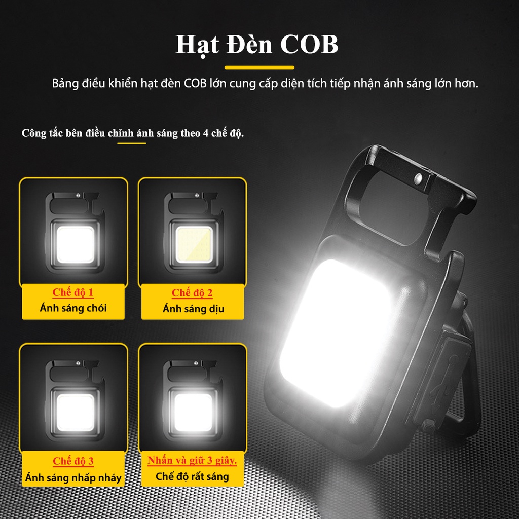 Móc Chìa Khoá Đèn Pin Đèn Led COB Mini Nam Châm Đa Năng Bỏ Túi Tiện Dụng Mang Theo Du Lịch Dã ...