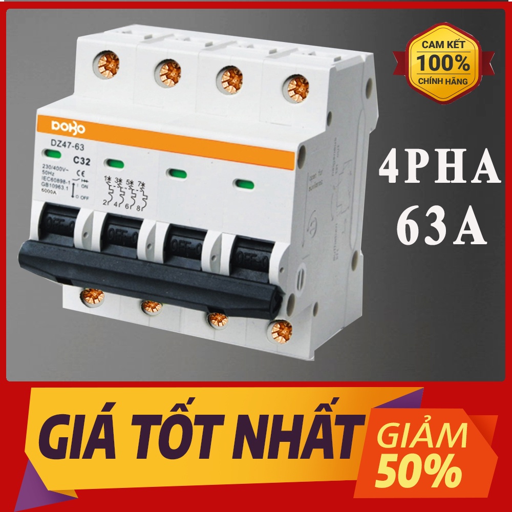 [HÀNG CHÍNH HÃNG] Cầu Dao Tự Động 4 Pha 220V - 450V MCB 4P DOBO KOREA siêu nhạy (Aptomat chống ...