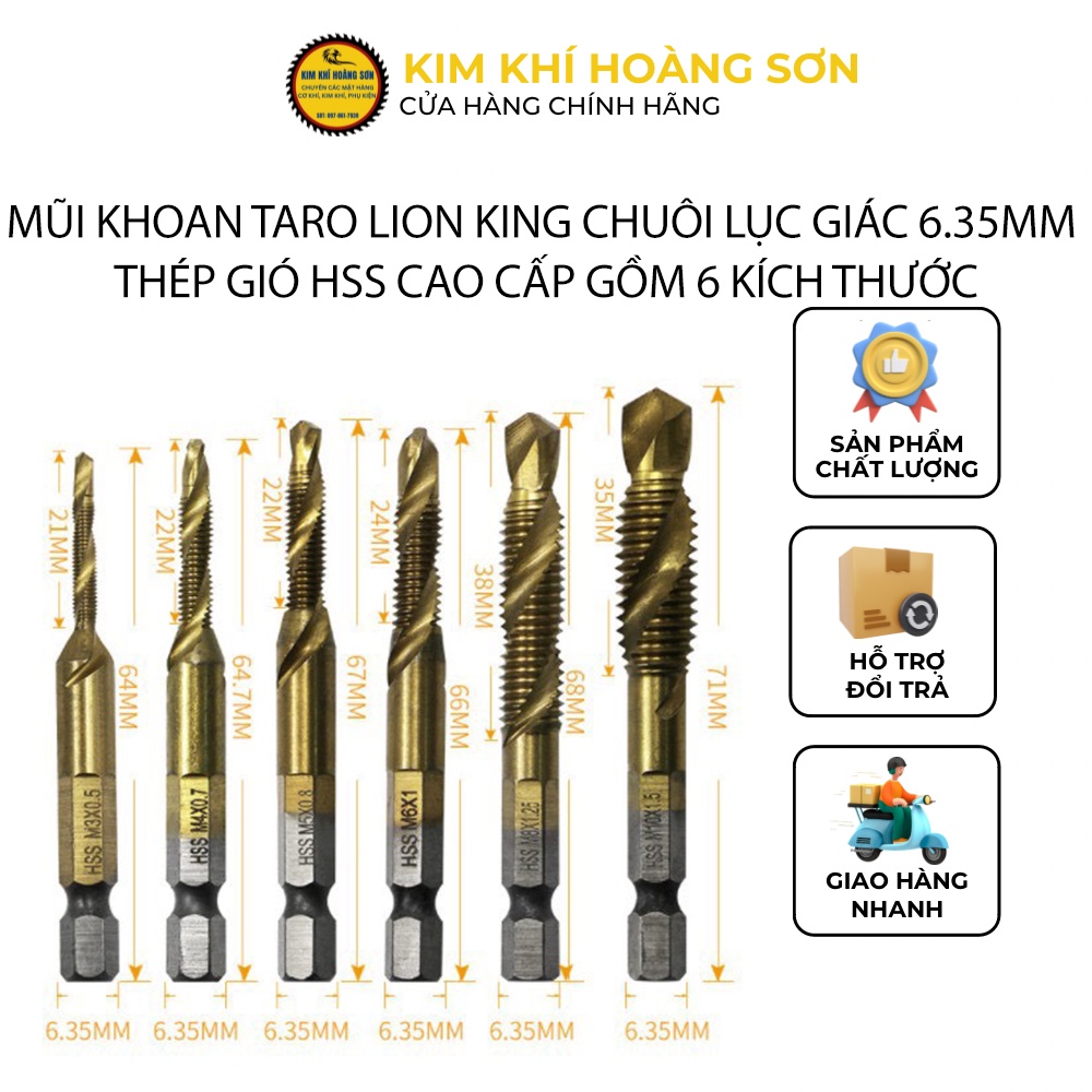 Mũi khoan taro Lion King chuôi lục giác 6.35mm thép gió HSS cao cấp ...
