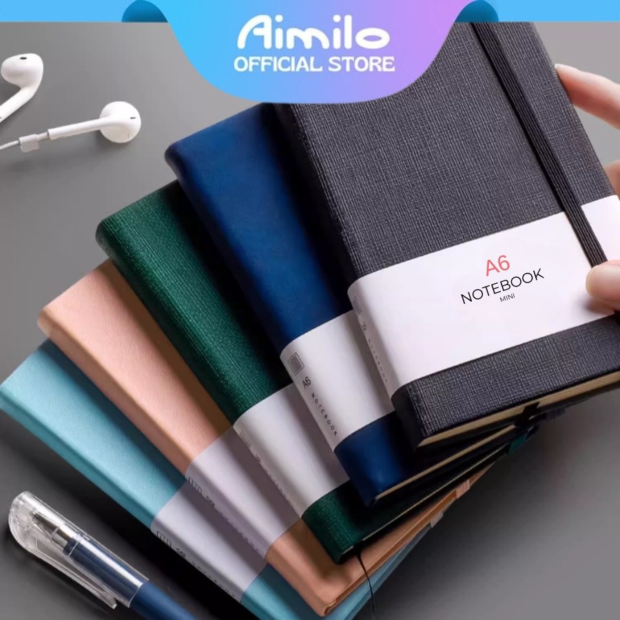Sổ tay ghi chép mini bìa da PU hoạ tiết đơn giản A6 96 trang notebook ...