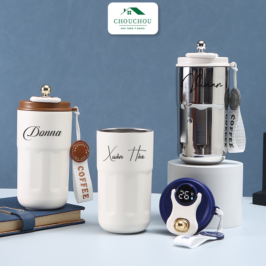 [Miễn Phí Khắc Tên] Ly giữ nhiệt CHOUCHOU có LED hiển thị NHIỆT ĐỘ Inox 316, 420ml. | Shopee ...