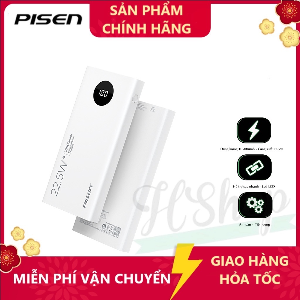 Sạc dự phòng PISEN QUICK PowerU 21000mAh / 10500mAh (LED ) sạc nhanh công suất sạc 22.5W, model ...
