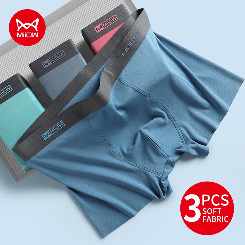 Miiow Bộ 3 Quần Lót Boxer Sợi cellulose Nhanh Khô Quyến Rũ Cho Nam m1341 | Shopee Việt Nam