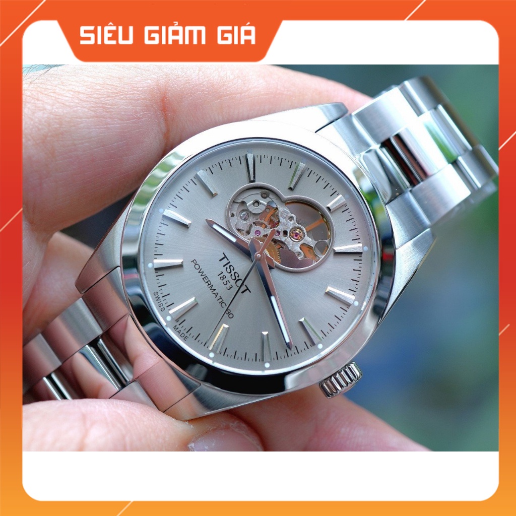 Đồng hồ chính hãng nam Tissot Gentleman Open Heart - T127.407.11.081.00- Máy cơ tự động - Kính ...