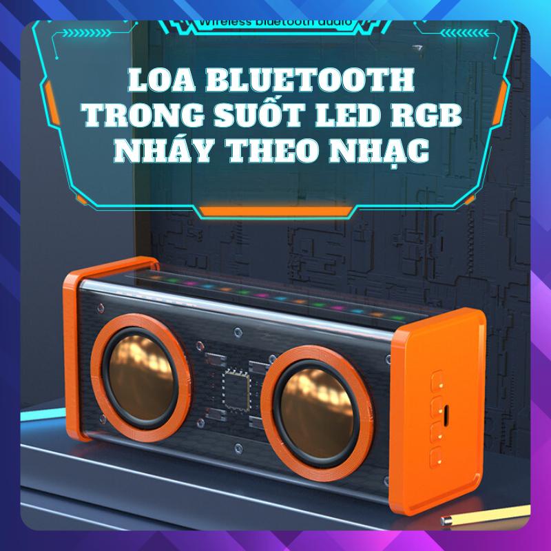 Loa Bluetooth Led RGB trong suốt Lõi loa kép bass mạnh Led nháy theo ...