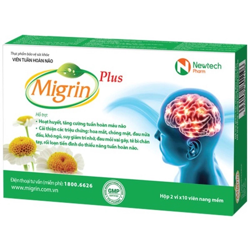 Viên uống Migrin Plus CVI Pharma hỗ trợ hoạt huyết, tăng cường tuần ...