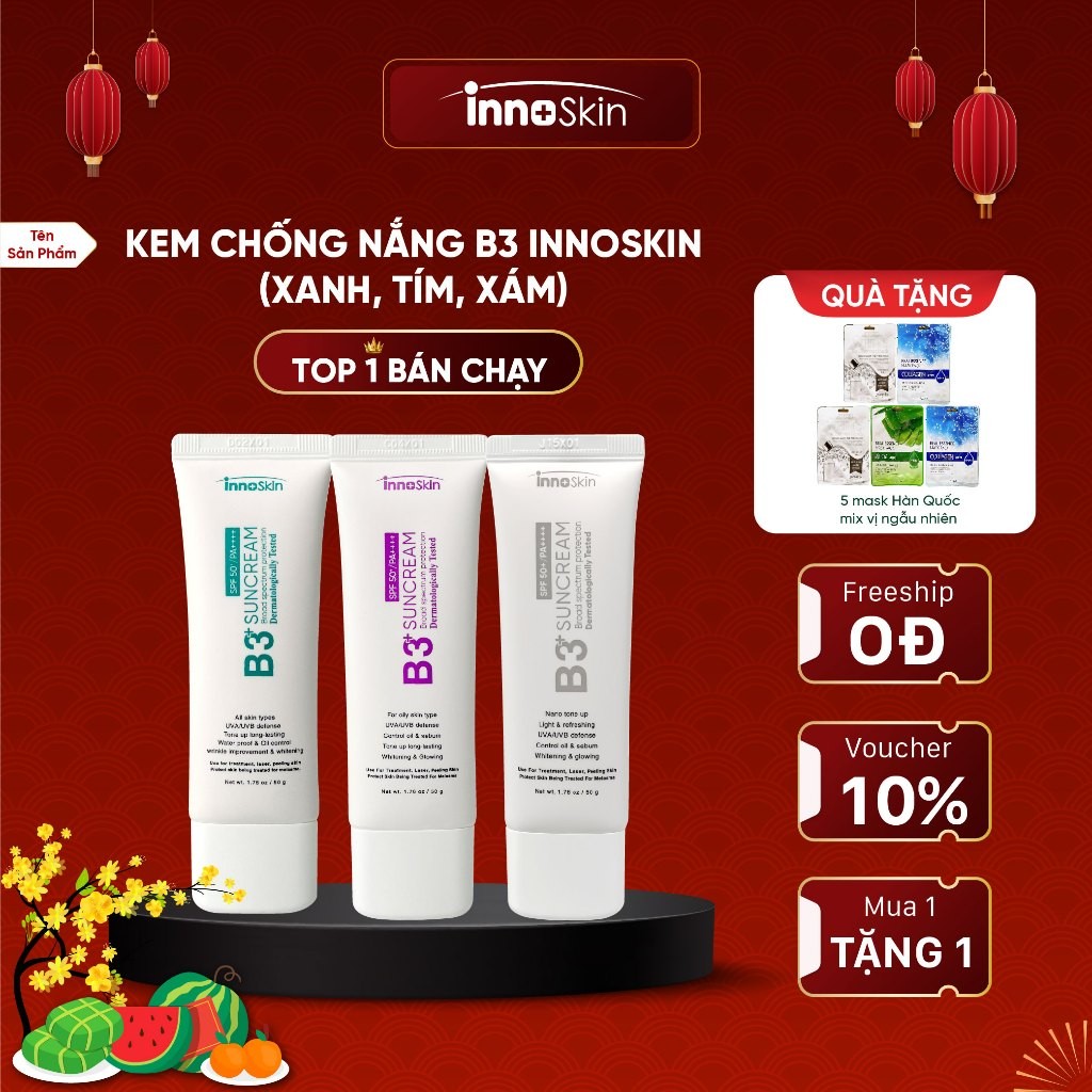 Kem Chống Nắng Hàn Quốc Innoskin B3 Suncream SPF50+ PA++++ 9 Màng Lọc ...