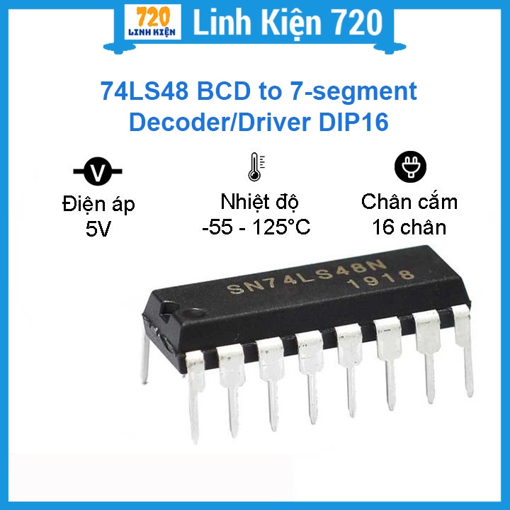 Chíp 74LS48 BCD to 7-segment Decoder/Driver DIP16 | Shopee Việt Nam
