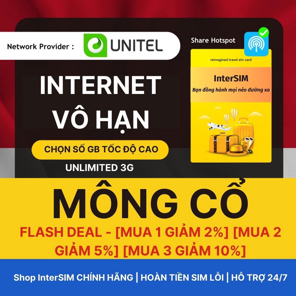 【Sim du lịch Mông Cổ Hàn Quốc】【Nhà mạng UNITEL】【Internet tốc độ cao 4G ...