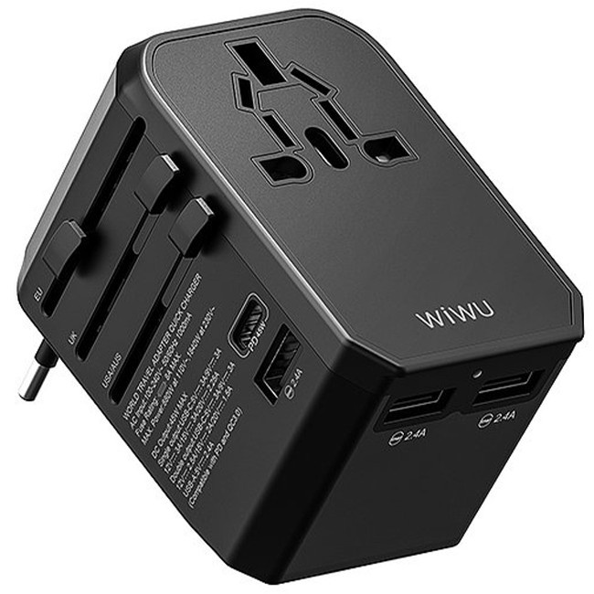 WIWU Universal Adapter Travel UA304 - 45W- Ổ cắm điện du lịch đa năng 4 ...