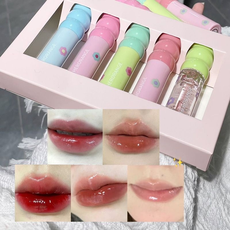 Set 5 Son Bóng Dưỡng Ẩm Màu Sắc Tươi Tắn | Shopee Việt Nam