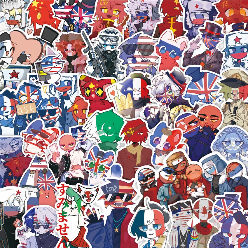 65Pcs/Set CountryHumans Series 01 Stickers DIY Fashion Doodle Decals ...