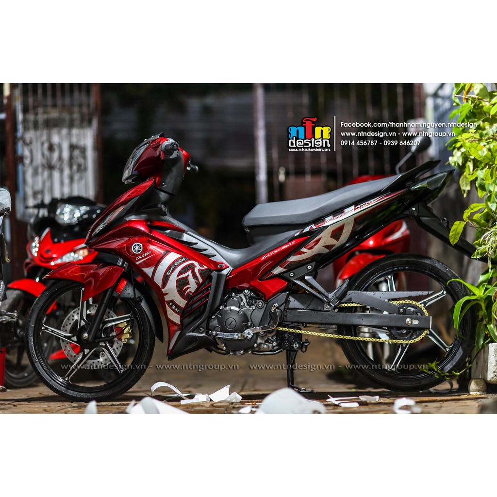 [FreeShip] Tem rời Exciter 135 LC hoa văn đỏ đen trắng - tem chuẩn form ...