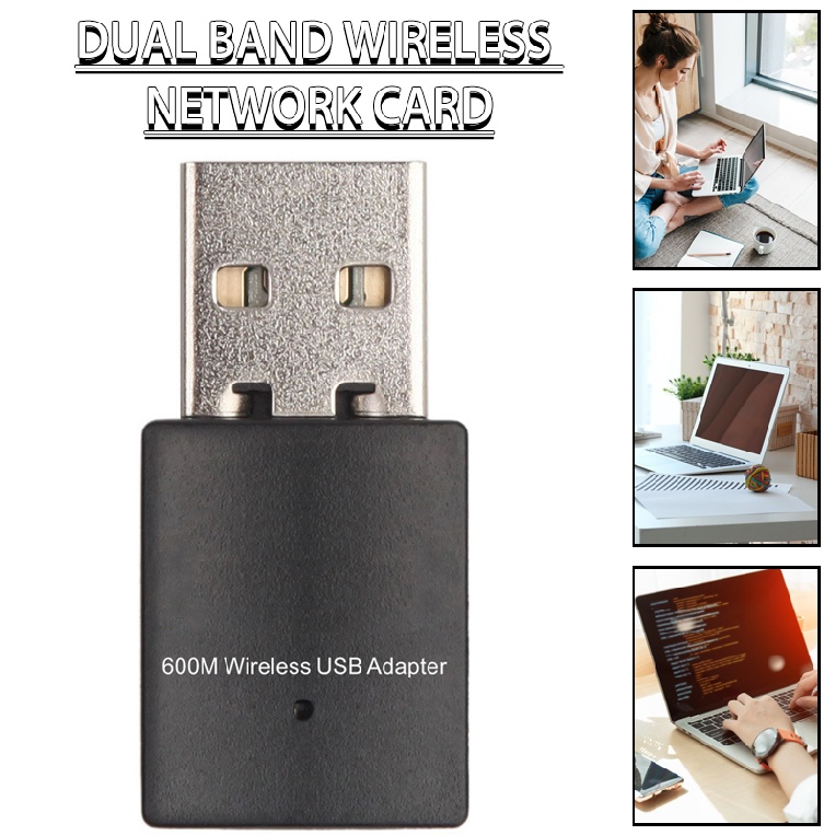 Dual 600Mbps USB WiFi Wireless Dongle AC600 Lan Network Adapter 2.4GHz ...