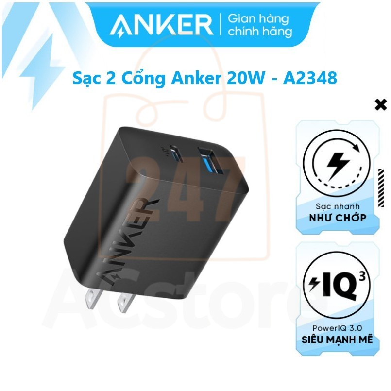 Củ Sạc Anker 20w 2 Cổng C+A IQ3 - A2348 dùng cho điện thoại di động ...