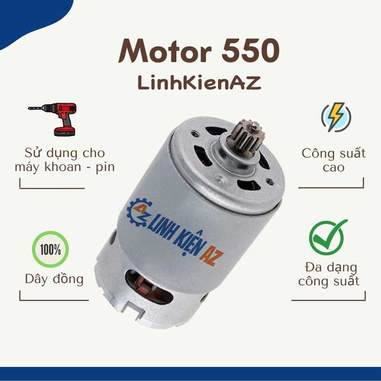 Motor 550 12 Răng cho máy khoan pin | Motor RS550 (Loại 12V - 16.8V ...