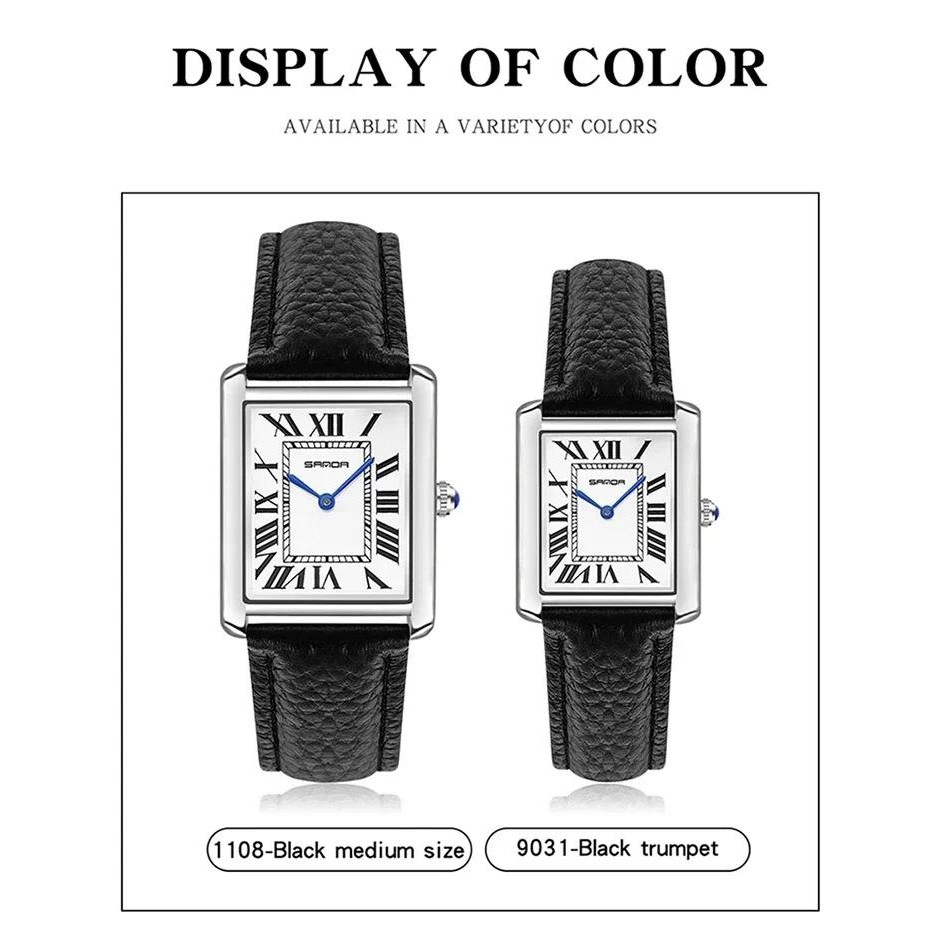 Sanda 9031 / 1108 Cặp Đôi Sang Trọng Đồng Hồ Dây Da Chống Thấm Nước Mặt Vuông Thể Thao Thông ...
