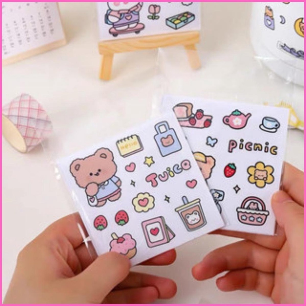 Miếng dán sticker 2D dễ thương, Sticker 2D cute ngẫu nhiên dán bình ...
