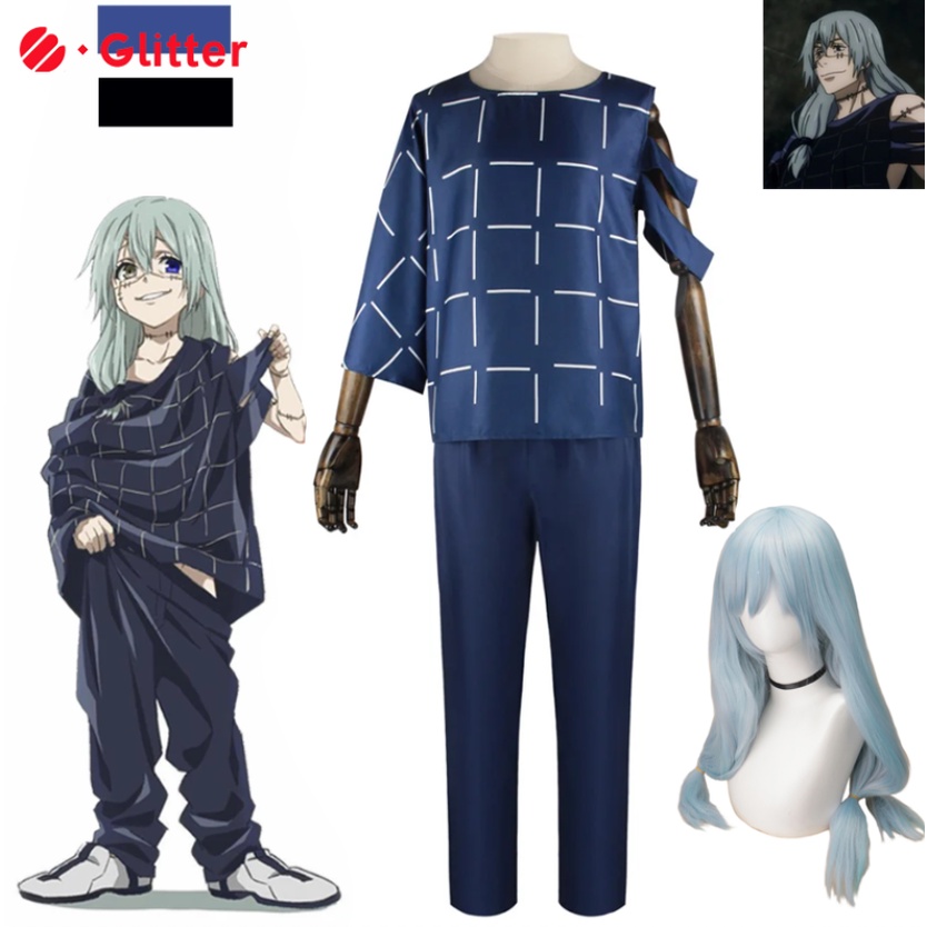 Anime Jujutsu Kaisen Mahito Cosplay Cho Người Lớn Top Quần Màu Xanh Bộ ...