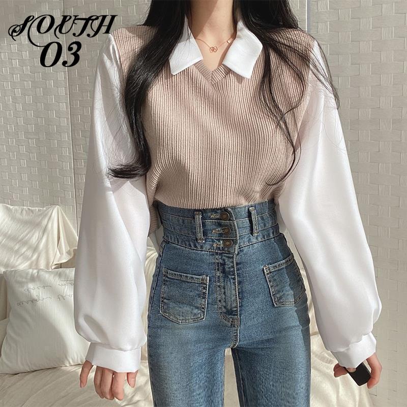 kích thước lớn Áo polo Giả Hai Lớp Tay Dài Dáng Rộng Thời Trang Cho Nữ ...