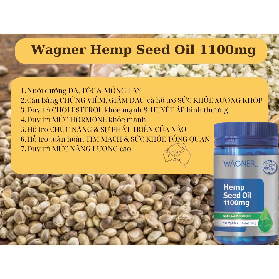 Viên uống bổ sung Omega 3 6 9 chiết xuất hạt gai dầu Wagner Hemp Seed ...