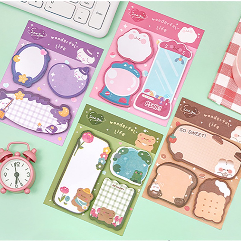 Set 3 tập giấy note ghi chú Hangsu nhiều hình cute dễ thương, giấy nhớ ...