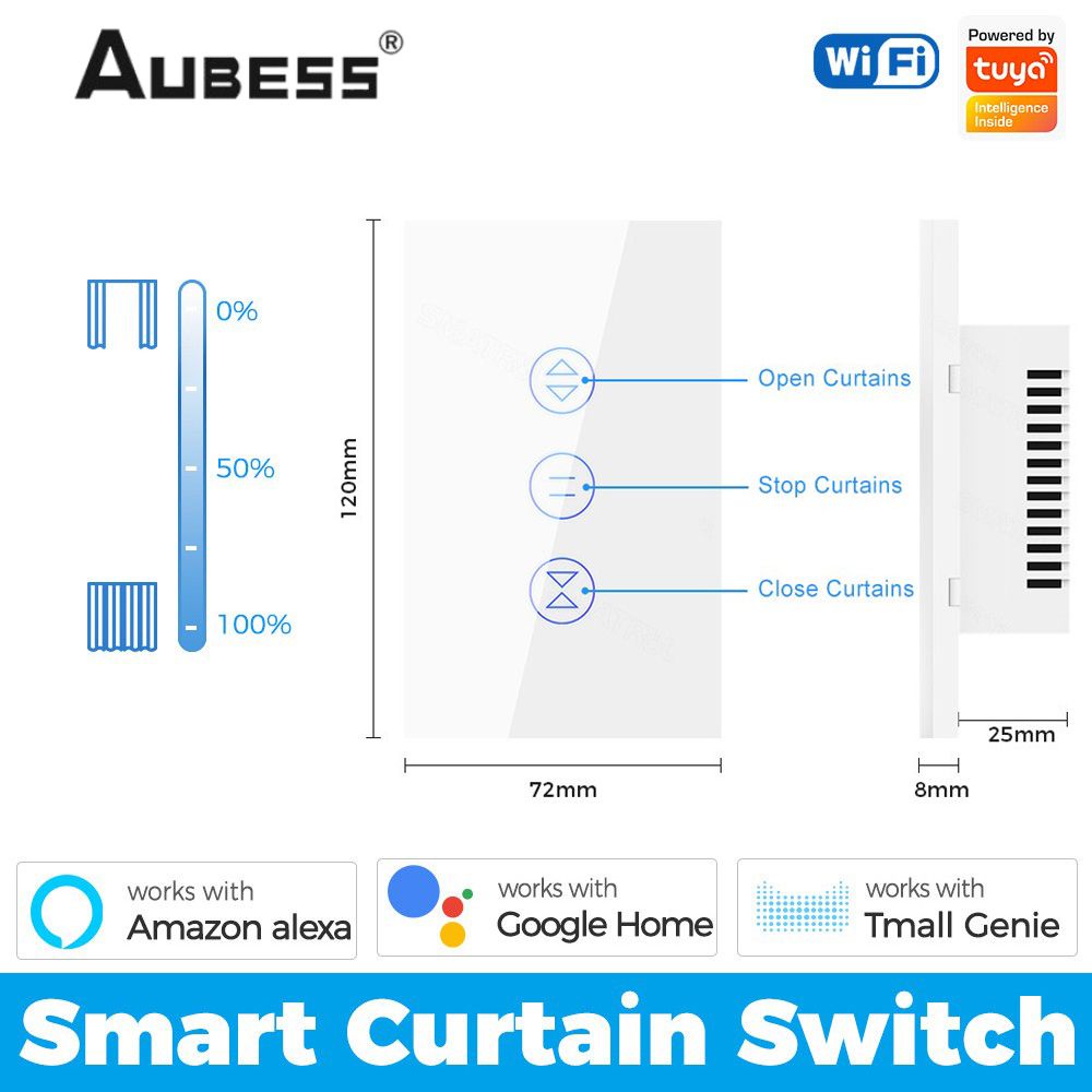 Công tắc rèm cảm ứng Wifi thông minh Aubess Tuya cho rèm cuốn có động cơ điện Công tắc tường EU ...
