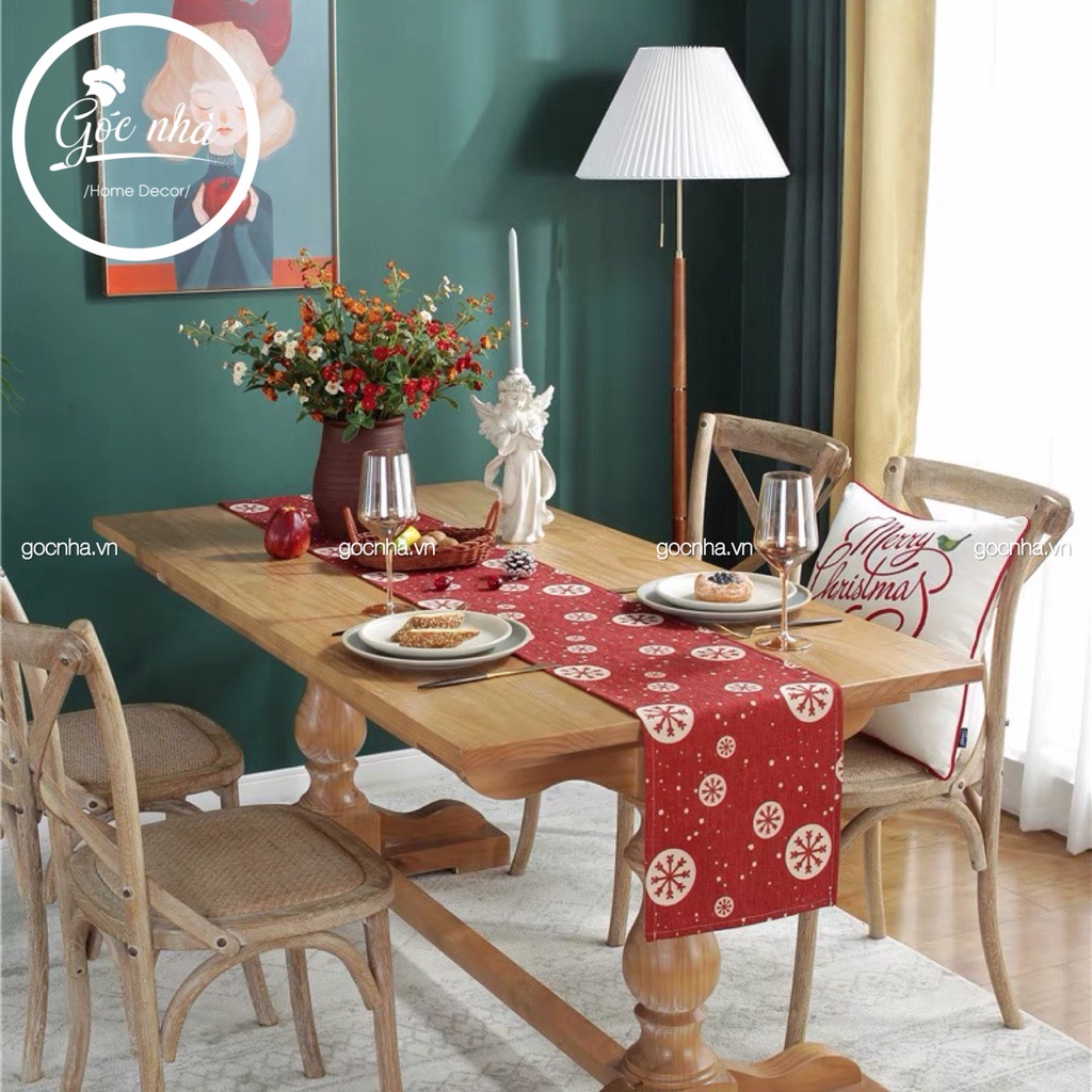 [Có sẵn] Khăn trải bàn họa tiết Giáng Sinh dài 2m, Table runner Xmas ...