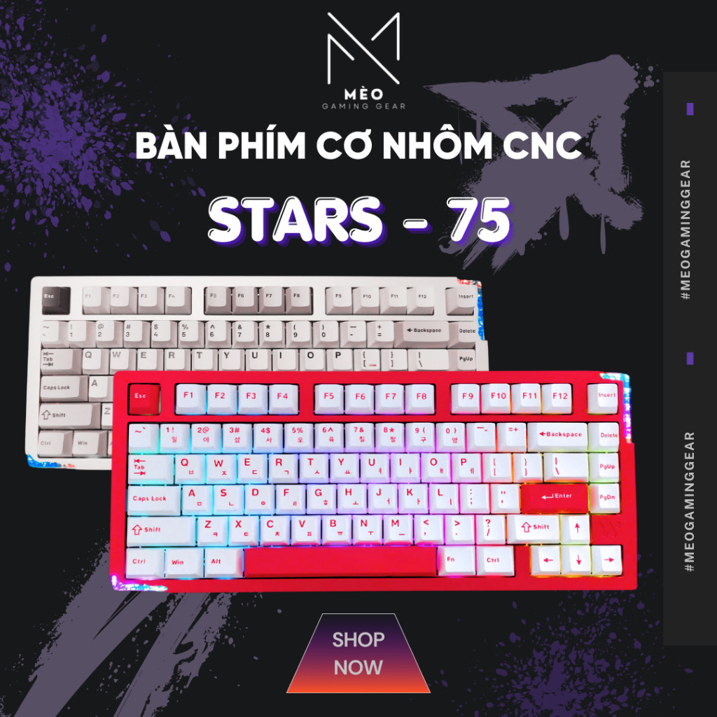 Bàn phím cơ Stars 75 - Full nhôm CNC - LED RGB - Plate FR4 - Thiết kế ...