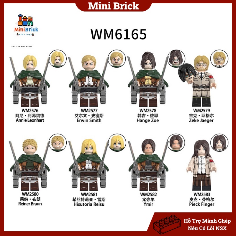 Attack On Titan Mô hình lắp ráp Minifigures Đại Chiến Người Khổng Lồ Binh Đoàn Trinh Sát WM6165 ...