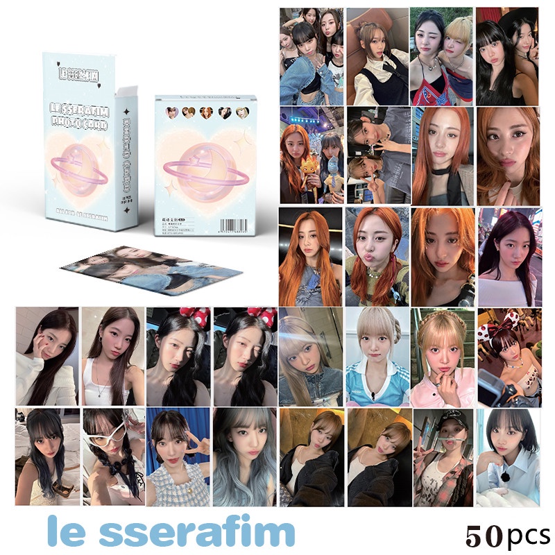 50-55pcs LE SSERAFIM Laser HOLOGRAPHIC LOMO Cards Sakura CHAEWON YUNJIN KAZUHA EUNCHAE Solo ...