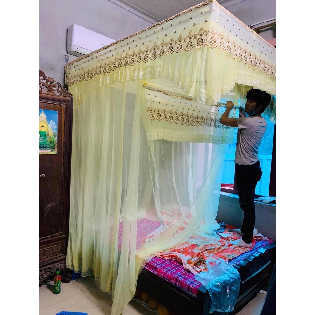 Trọn bộ Màn Mùng Khung Vuông Cung Đình ren lạnh khung inox cao cấp hàng ...