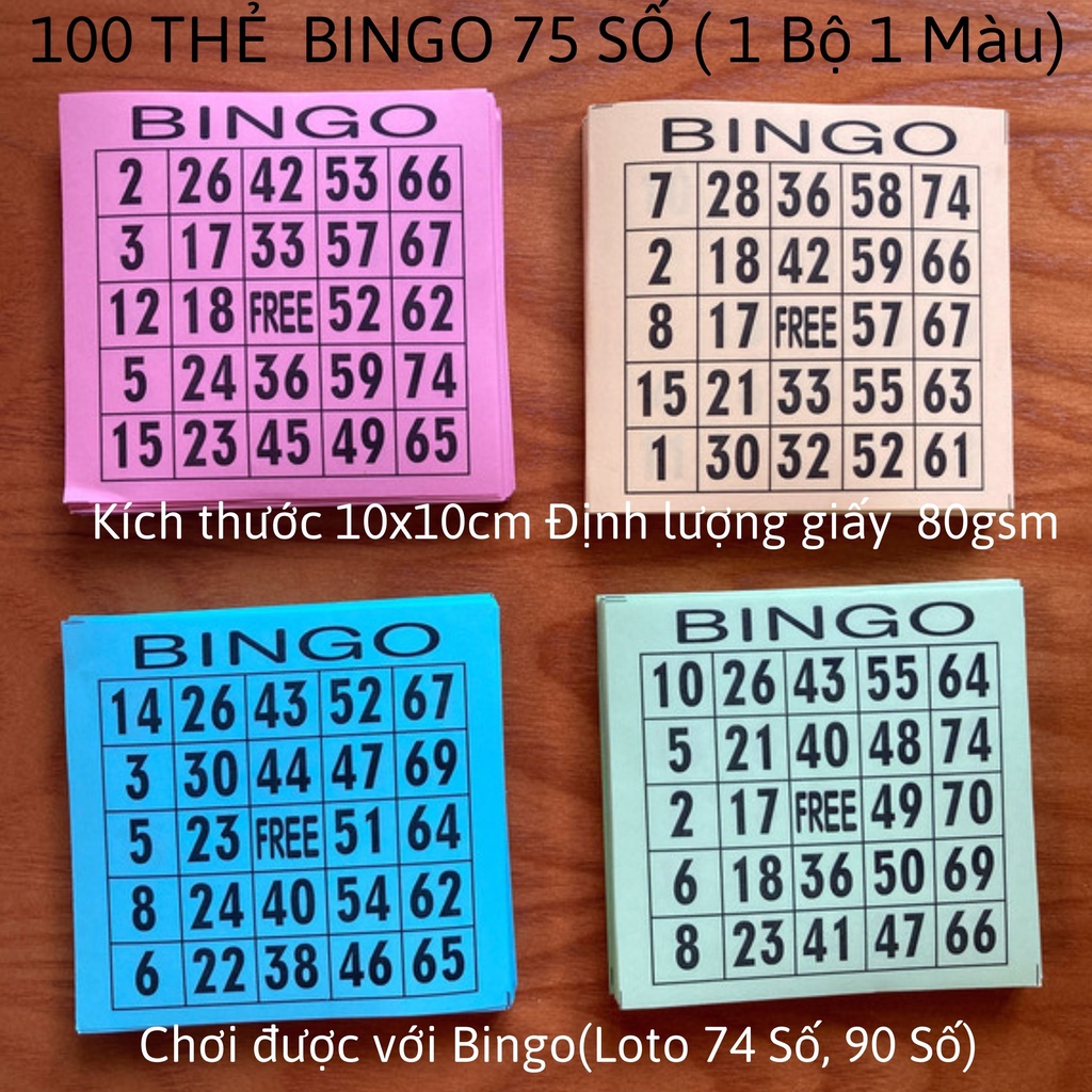 Bộ Vé Lô tô 60 SỐ- Thẻ BINGO 75 SỐ- Vé Dò Loto ( Lô tô) Cho Tết Thêm ...