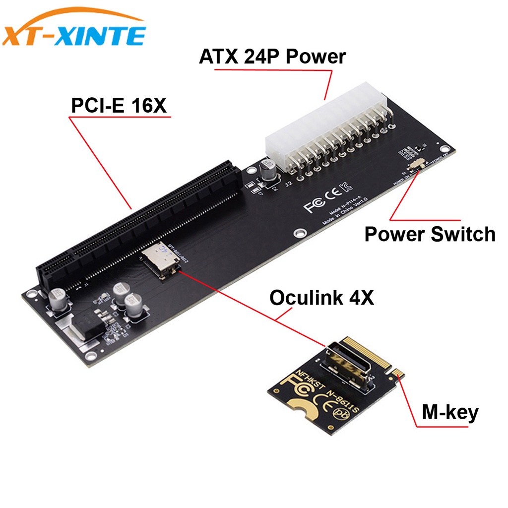 Oculink card Đồ Họa pci-e 8612 sff-8611 pci-e 16x 2230 m.2 atx 24p Cho ...