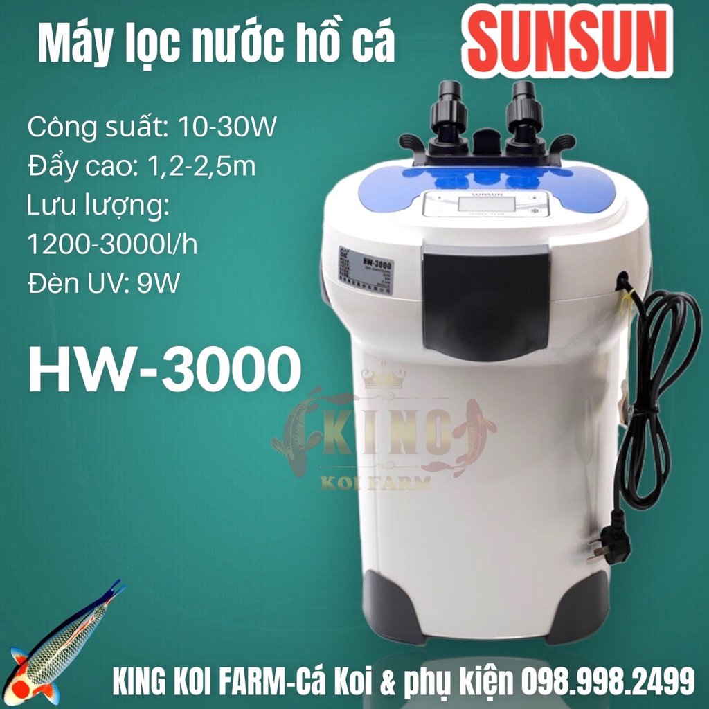 Máy lọc thùng cao cấp SUNSUN HW 3000 tích hợp máy bơm nước biến tần dùng cho hồ thủy sinh ...