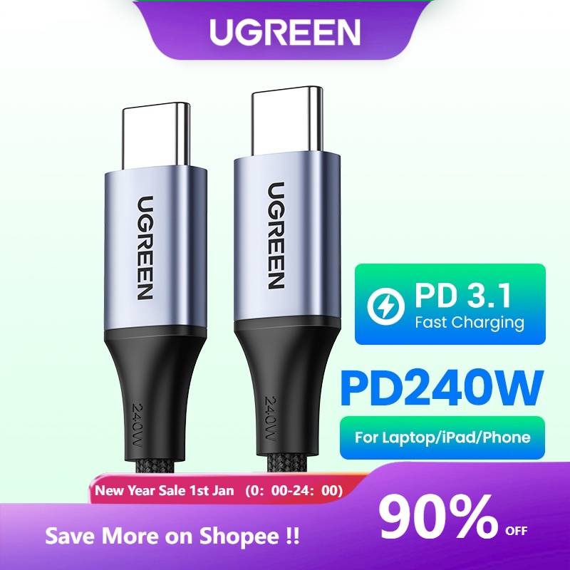 Dây Cáp UGREEN PD3.1 240W 5A / 48V USB C Sang USB C 480Mbps PD Bằng Nhôm Bện Nylon Cho Macbook ...