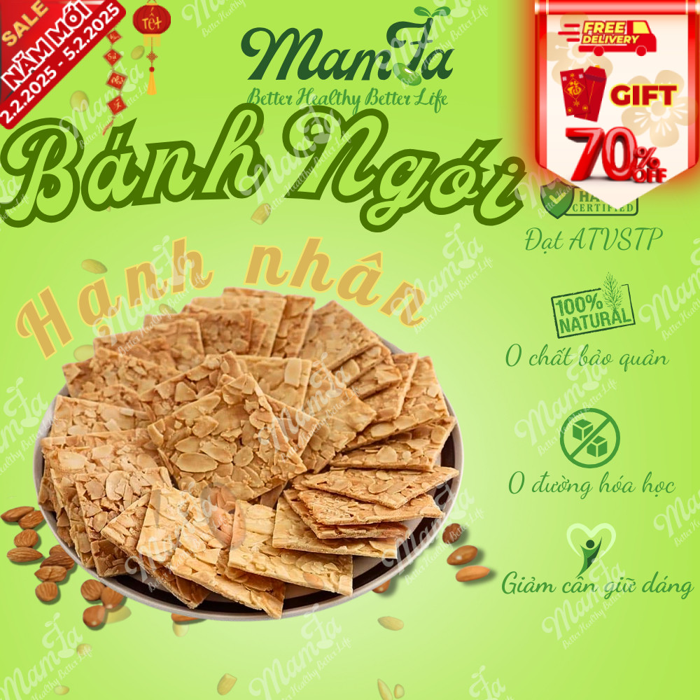 [Quà+Miễn Ship]Bánh ngói hạnh nhân siêu hạt loại 1 Mamfa nguyên cám dùng ăn kiêng giảm cân keto ...